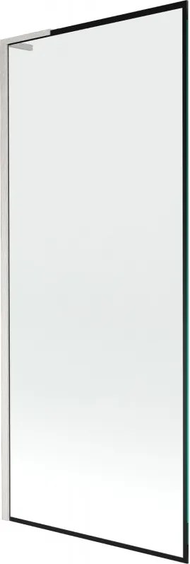 Mexen Next L, 1-křídlová vanová zástěna 80 x 150 cm, 6mm čiré sklo-černý vzor, 6mm čiré sklo, profil broušená ocel, 895-080-000-03-70-97