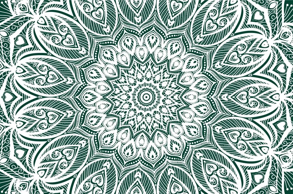 Tapeta Mandala harmonie na zeleném pozadí