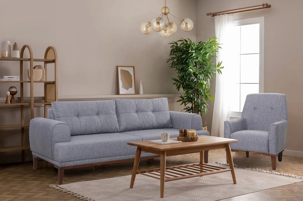 Hanah Home Třímístná pohovka BALERA s křeslem šedá 223 cm