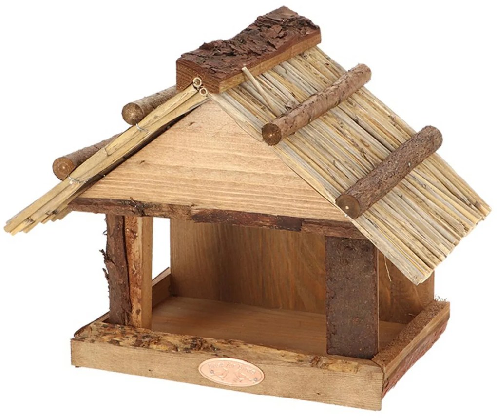 Krmítko pro ptáky Wood, 22,5x27,5x17,5 cm, dřevo, hnědá