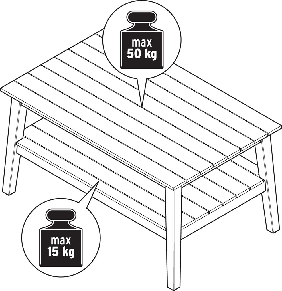 Tchibo - Zahradní konferenční stolek - barva: hnědá