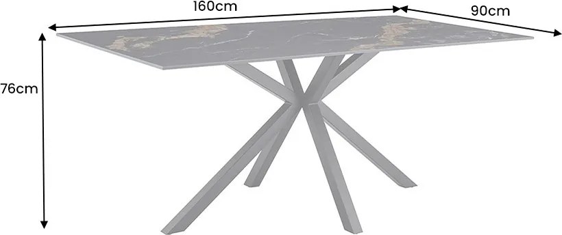 Keramický jídelní stůl Fabrico 160 cm černý / pískový