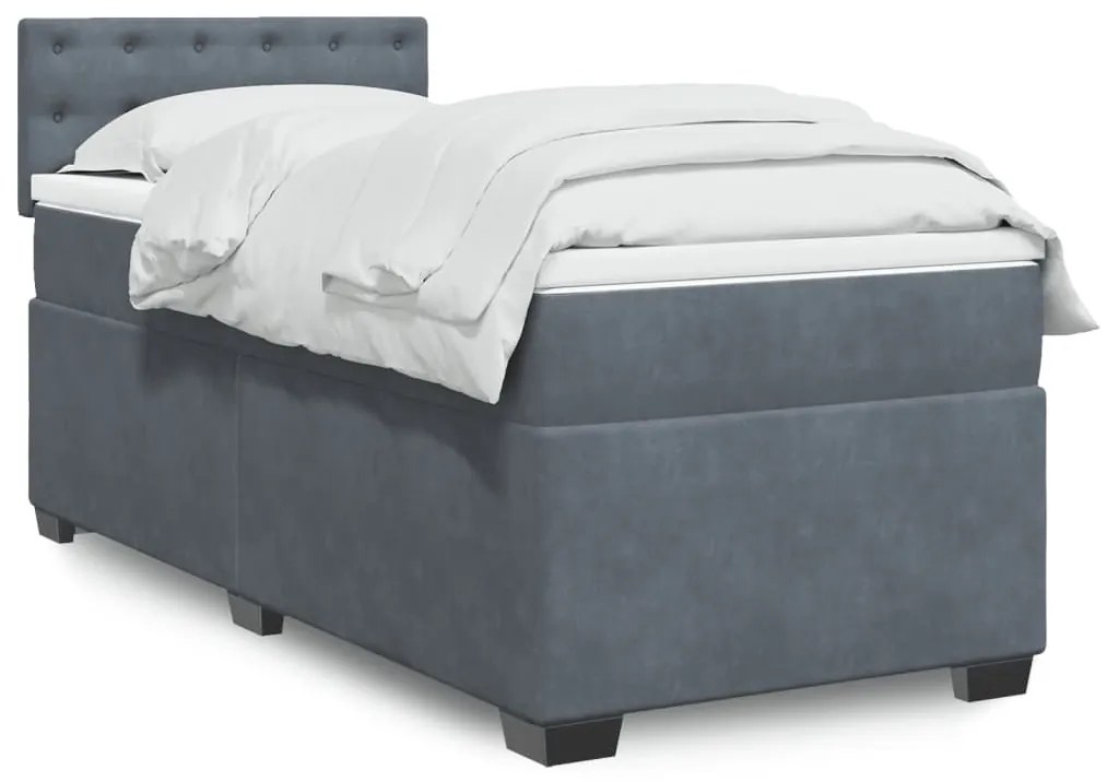 Box spring postel s matrací tmavě šedá 90x200 cm samet 3288511