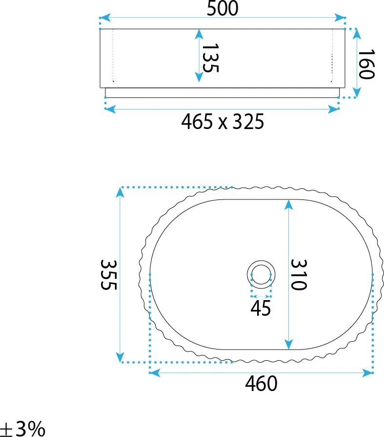 Rea Margaret, umyvadlo na desku 490x355x125 mm, černá-imitace kamene, REA-U7344