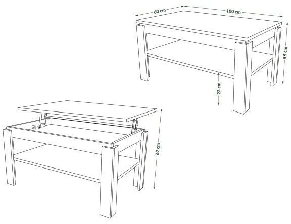 Rozkládací konferenční stůl se zvedací deskou a policí ADEN bílá
