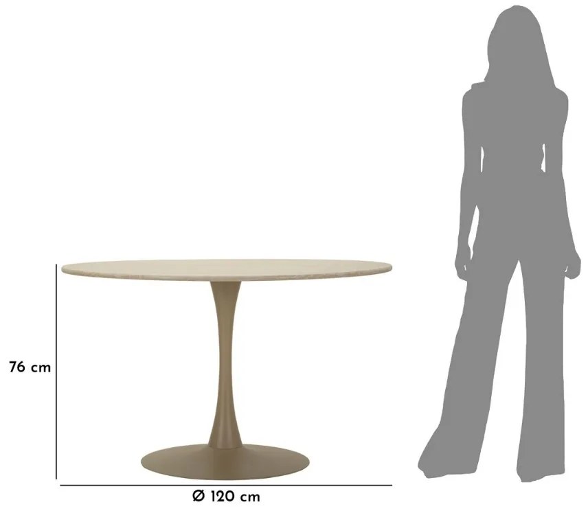 Kulatý jídelní stůl Bechora 120 cm krémový