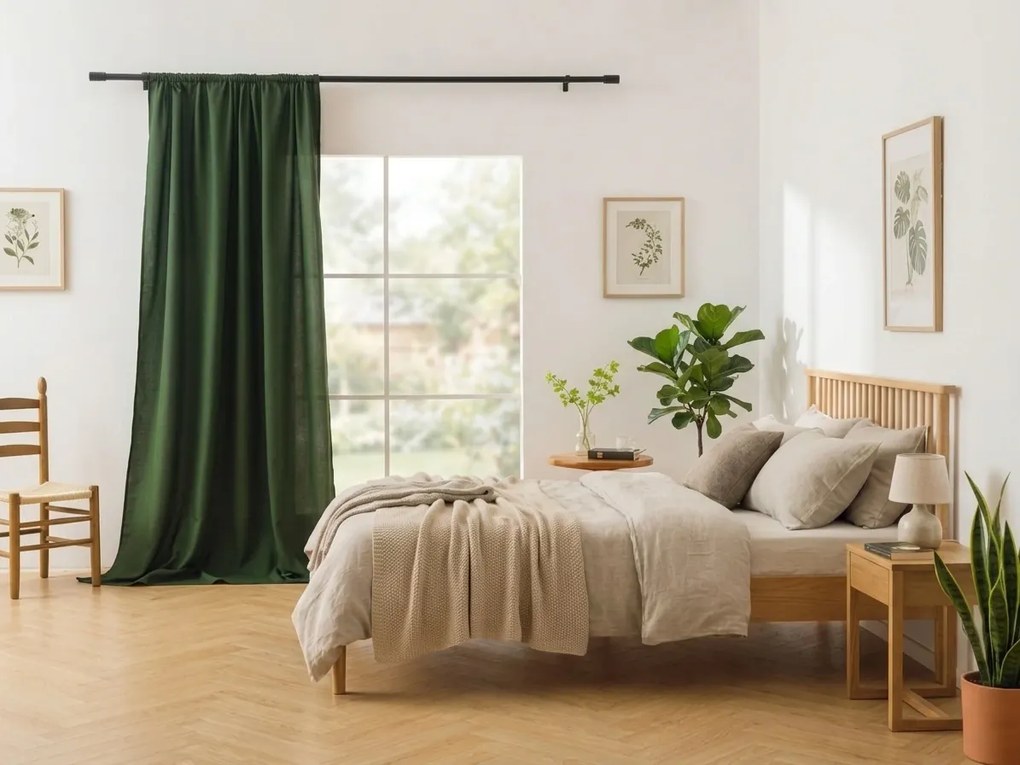 Závěs OXFORD LIGHT 140x250 cm, tmavě zelený Zavěšení: Kovové kroužky