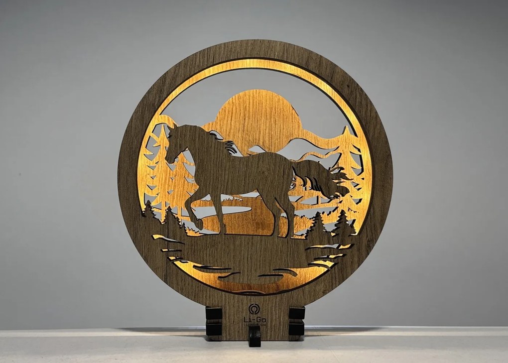 Li-Go "Kůň" lampa 20x22cm provedení povrchu: ořech