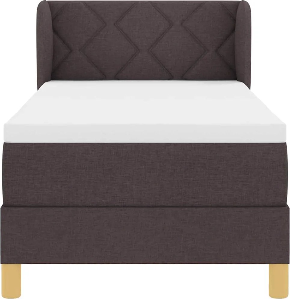 Postel s boxspringem s čelo Tmavě hnědá 80 x 200 cm textil 3340244