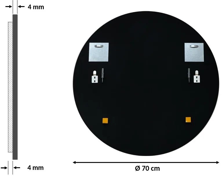 Kulaté nástěnné zrcadlo černý rám fi 70 cm