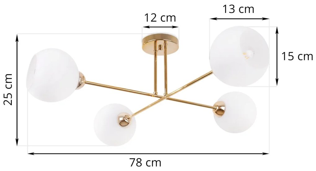 Stropní svítidlo Eliza, 4x bílé skleněné stínítko, G