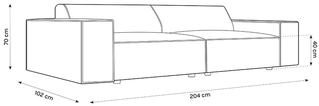 MUZZA Třímístná pohovka judy 204 cm modrá