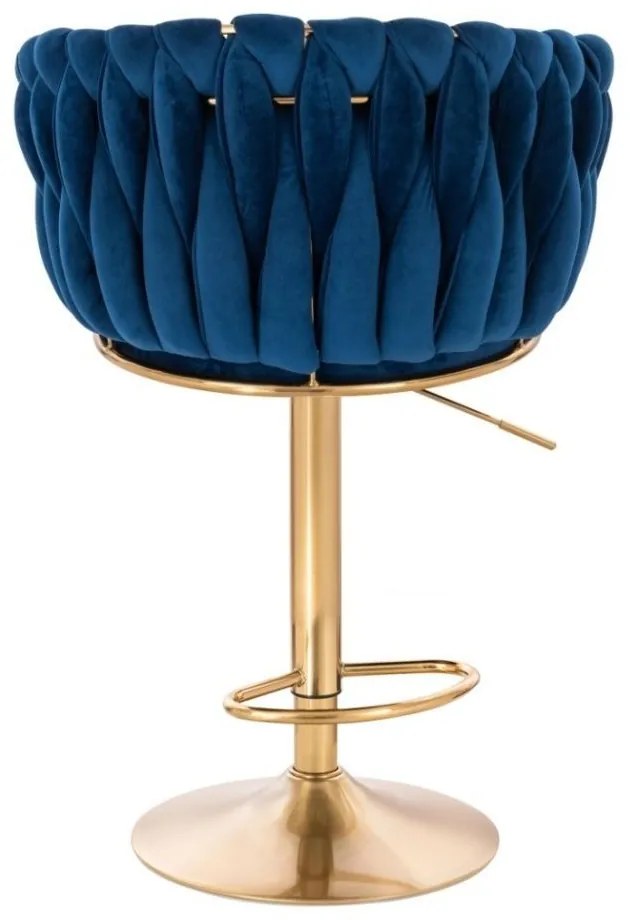 LuxuryForm DESIGN Barová židle NORDEN VELUR na zlaté kulaté podstavě - modrá