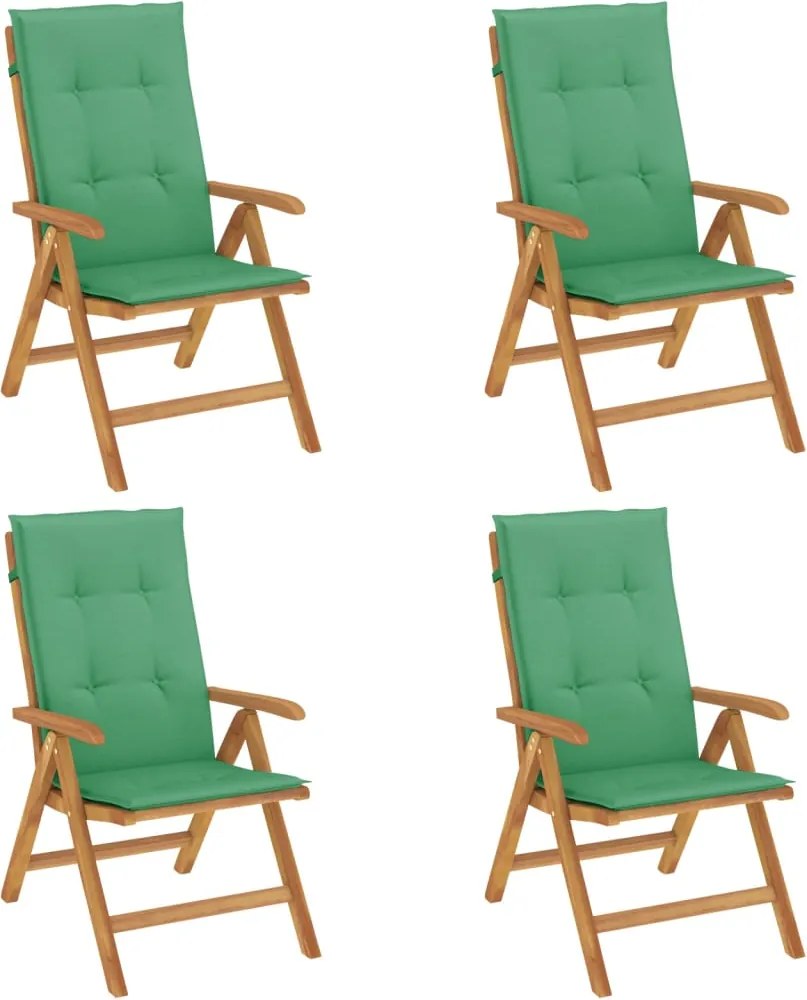 Skládací polohovací křesla s polštáři 4 ks, masivní teak 3196468
