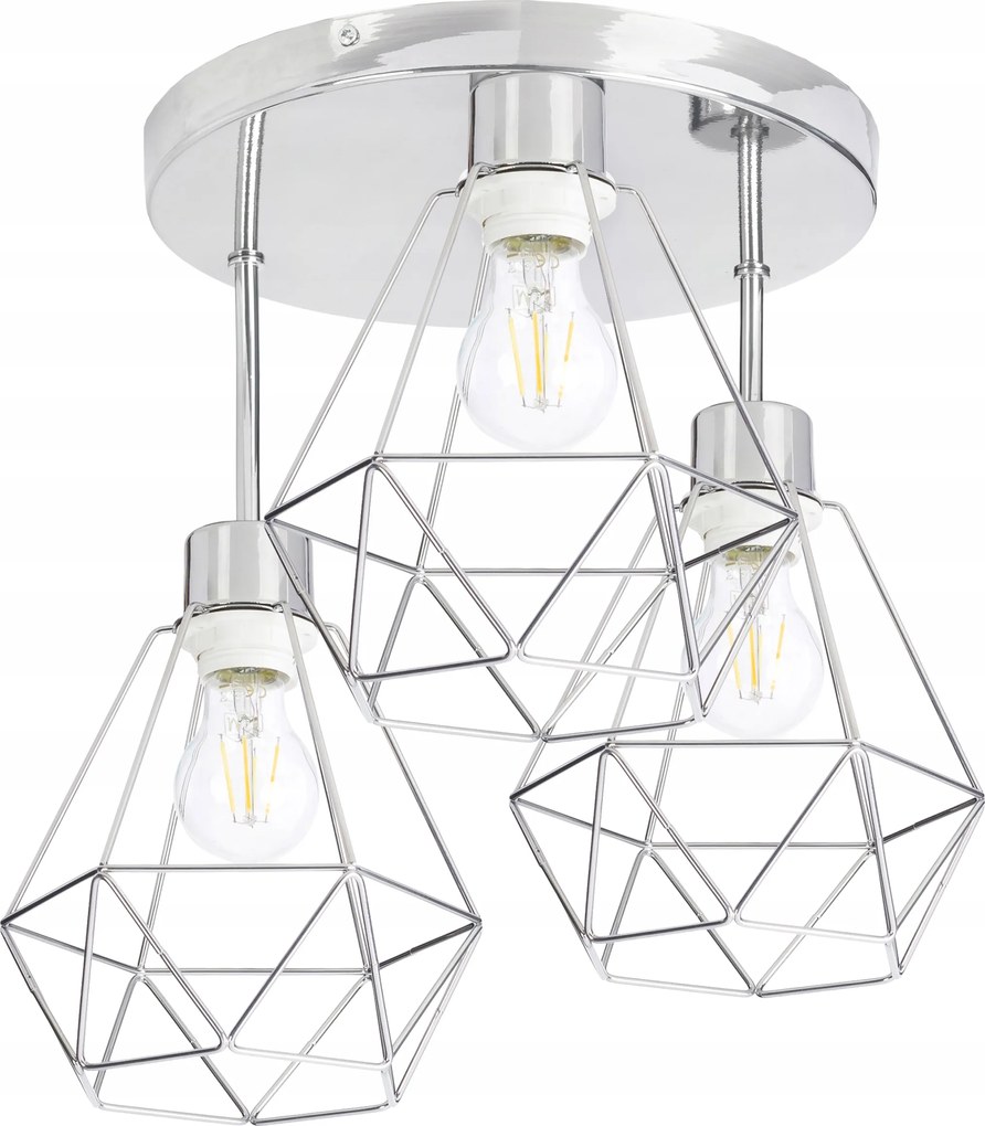 Lampa stropní svítidlo lustr vysoký loft diamant 3 chrom