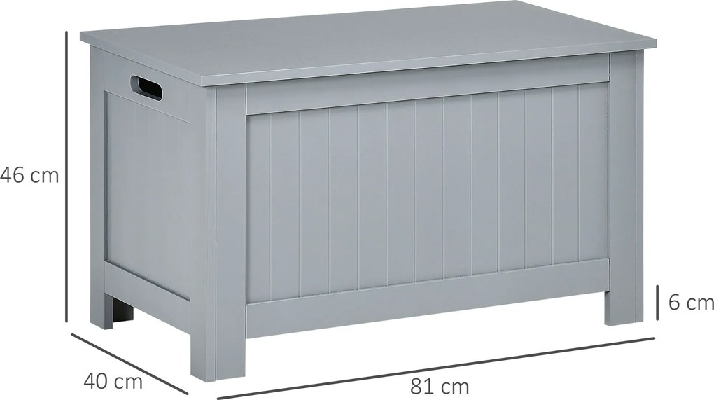 HOMCOM Úložný trunk pro ložnici – Úložná lavice se víkem, multifunkční úložný trunk s bezpečnostním pantem pro chodbu a obývací pokoj 81x40x46 cm Šedá