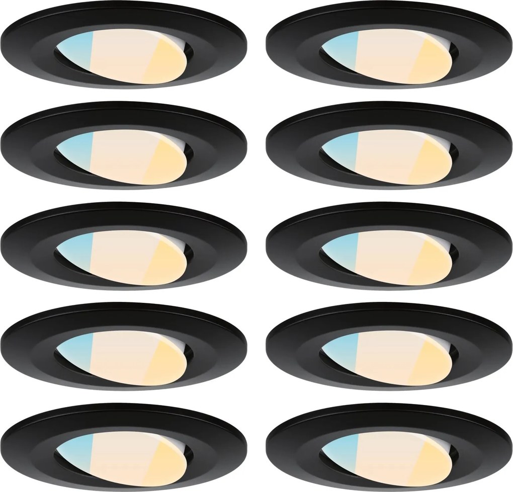 P 98198 LED vestavné svítidlo Calla 10ks sada IP65 kruhové 90mm 30° 10x5W 230V CCT černá mat - PAULMANN