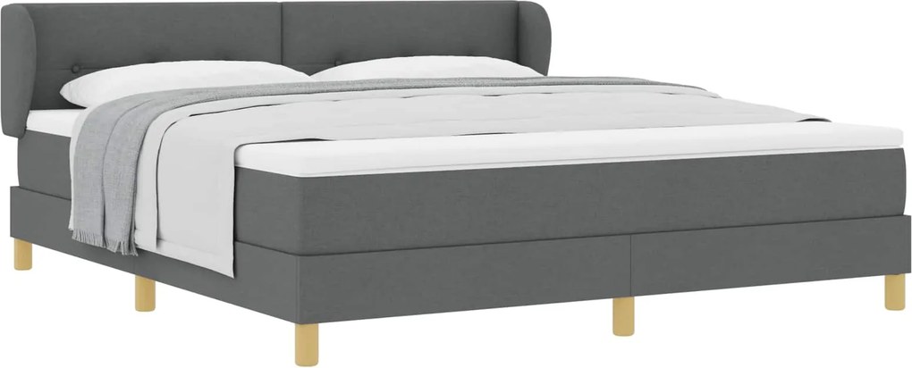 Postel s boxspringem s čelo Tmavě šedá 180 x 200 cm textil 3340228