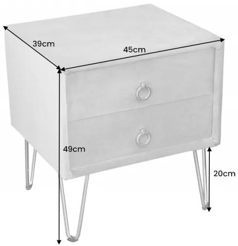 Noční stolek Pearl 50cm starorůžový zlatý samet/ 41021