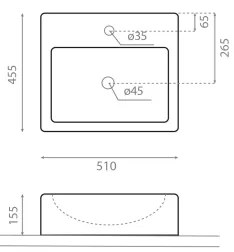 Bathco 0010 - Umyvadlo na desku BOLONIA 51x45,5 cm porcelán/bílá