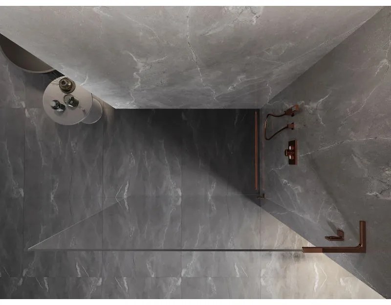Mexen, Mexen Lunar L sprchová stěna pravá 110 x 200 cm, průhledná 8 mm, růžové zlato - 830L-110-000-60-00-P