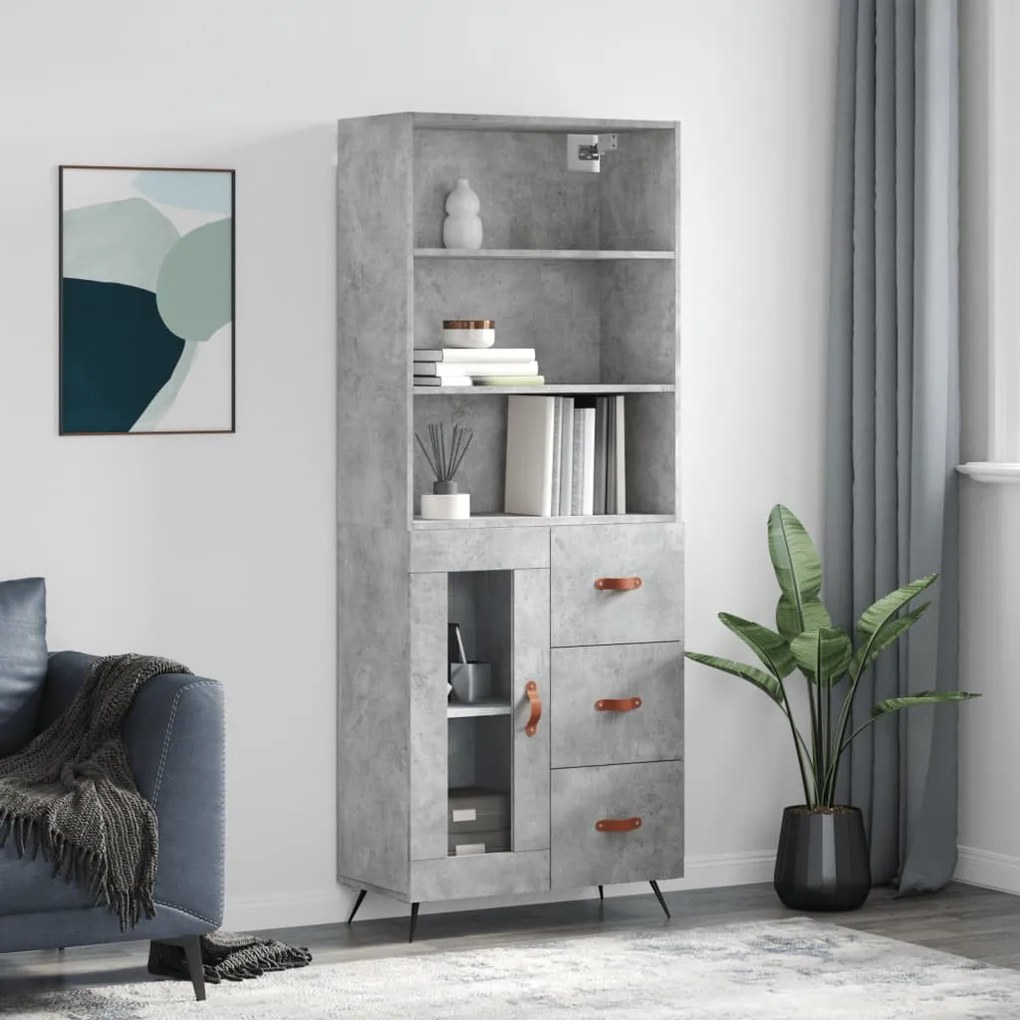 Skříň highboard betonově šedá 69,5x34x180 cm kompozitní dřevo 3189481