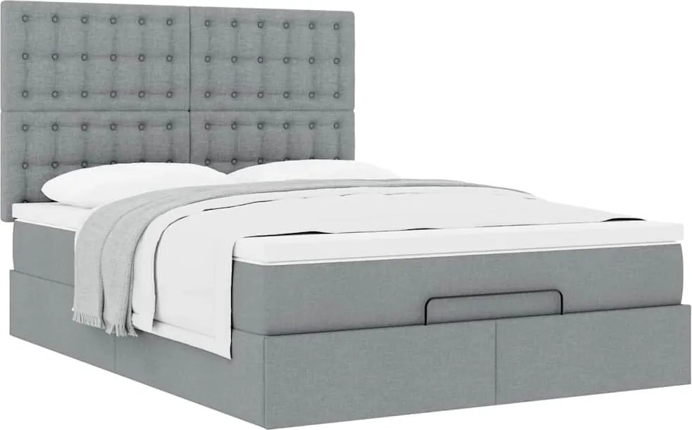 Osmanský rám postele s matrací světle šedá 140x190cm textil 3313320