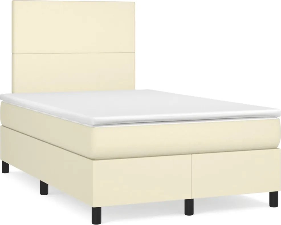 Box spring postel s matrací krémová 120x200 cm umělá kůže 3142715