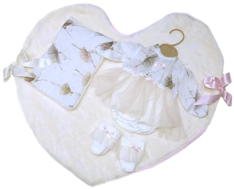 Llorens Obleček pro panenku miminko New Born velikosti 40-42 cm 2dílný bilý