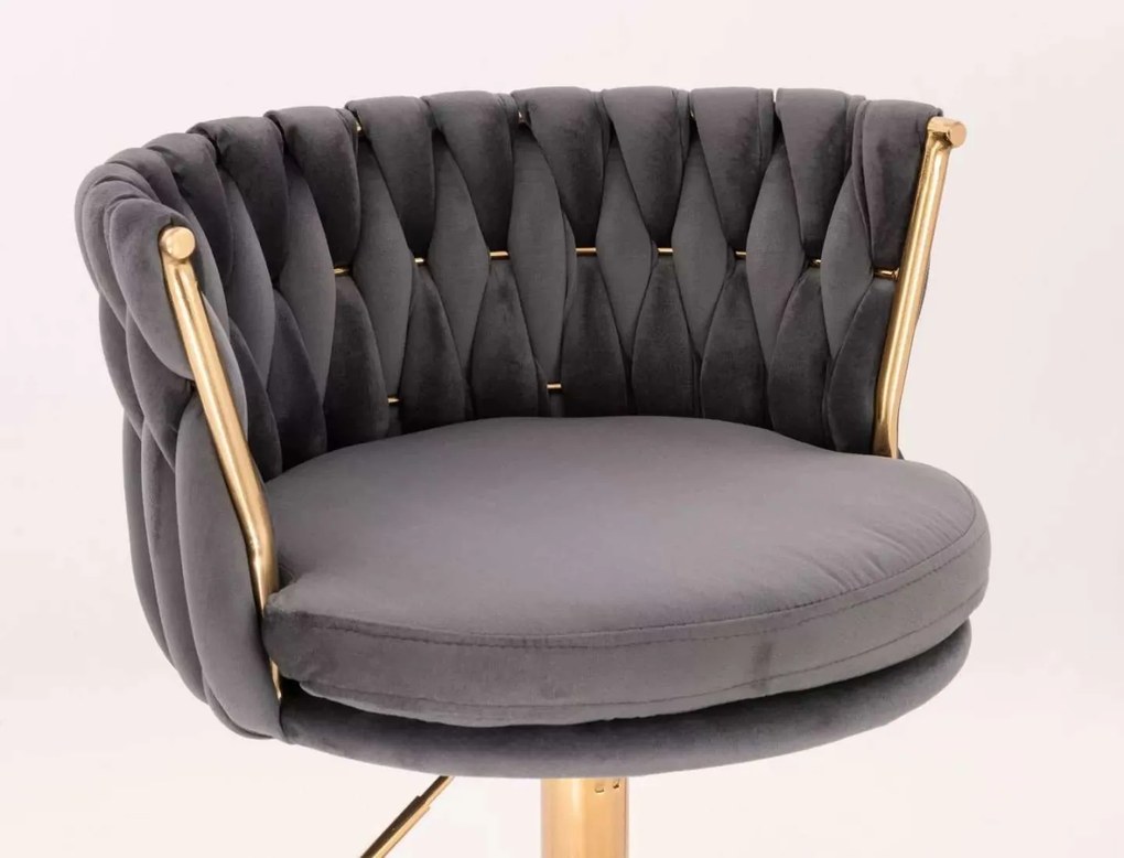 LuxuryForm DESIGN Otočná židle LYON VELUR na zlatém kříži - tmavě šedá