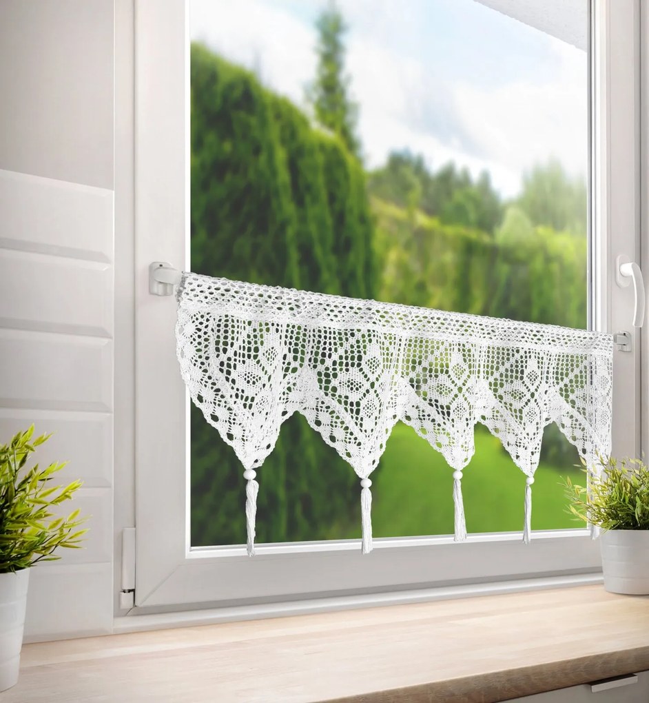 KRÁTKÁ ZÁCLONA NA PÁSCE MARTHA 150X30 CM BÍLÁ