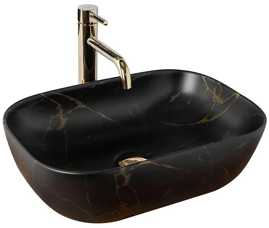 Umyvadlo na desku Belinda Black Marble Mat