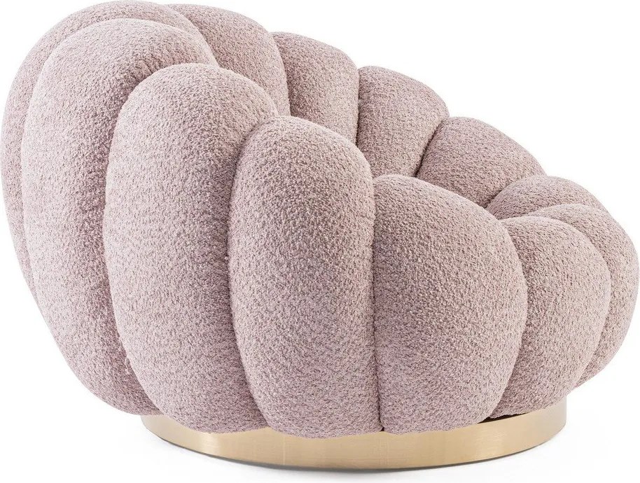 Růžové otočné křeslo z textilie bouclé Florel – Bizzotto