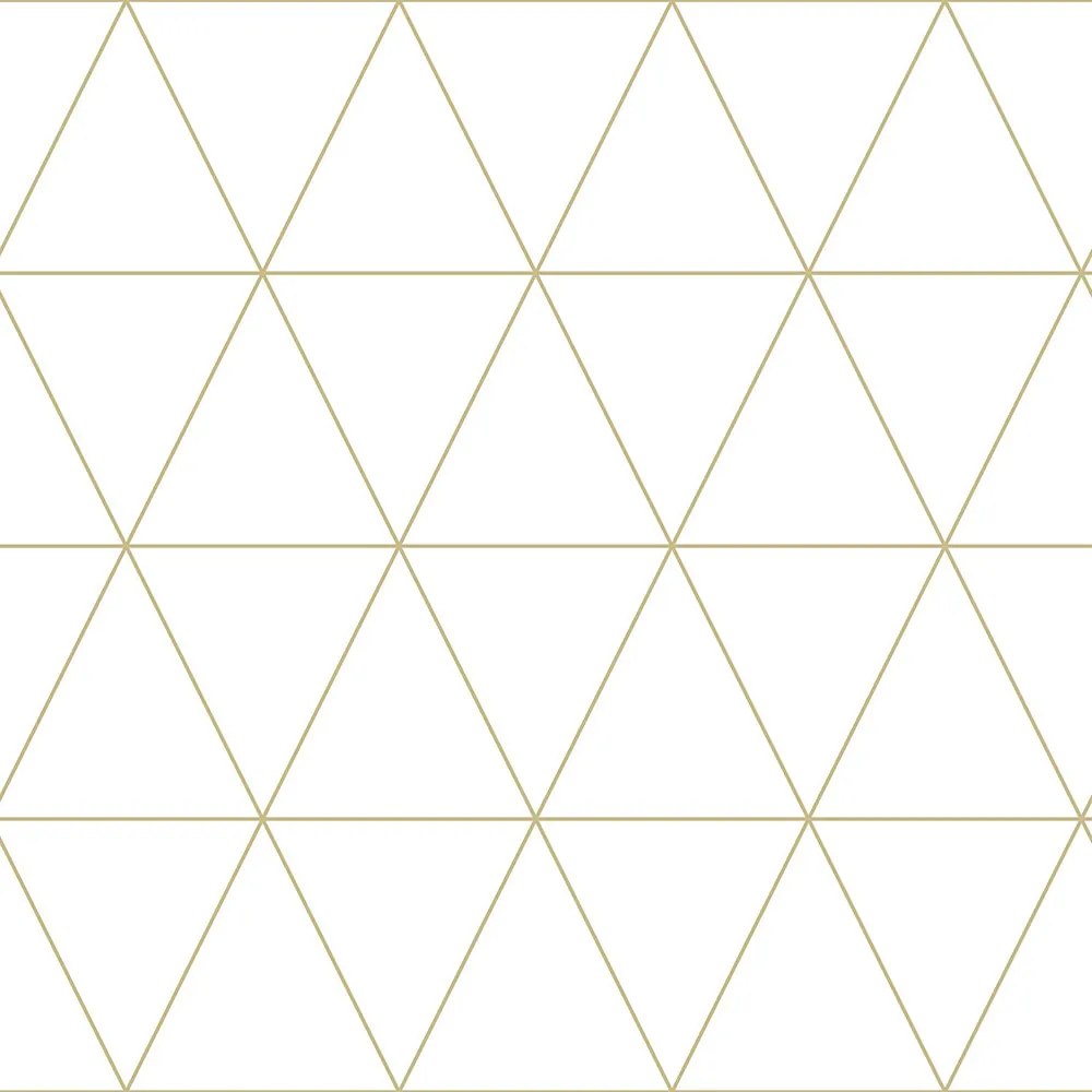 Origin Bílá vliesová tapeta, zlaté obrysy trojúhelníků 347682 rozměry 0,53 x 10,05 m