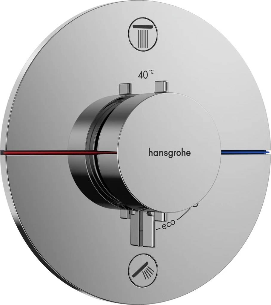 Hansgrohe ShowerSelect Comfort S, termostat pod omítku pro 2 spotřebiče s EN1717, chromová, HAN-15556000