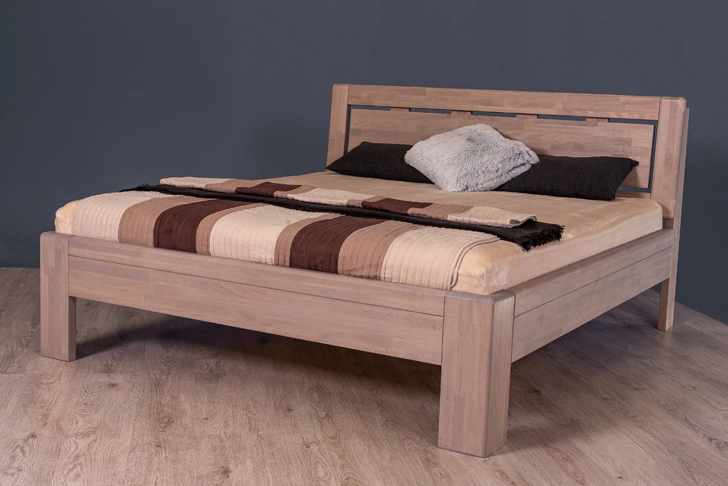 Masivní postel SAMBA - Solwo Design Dřevo a odstín oleje: BUK Cink - Olej odstín BO102, Rozměr spací plochy: 180x200