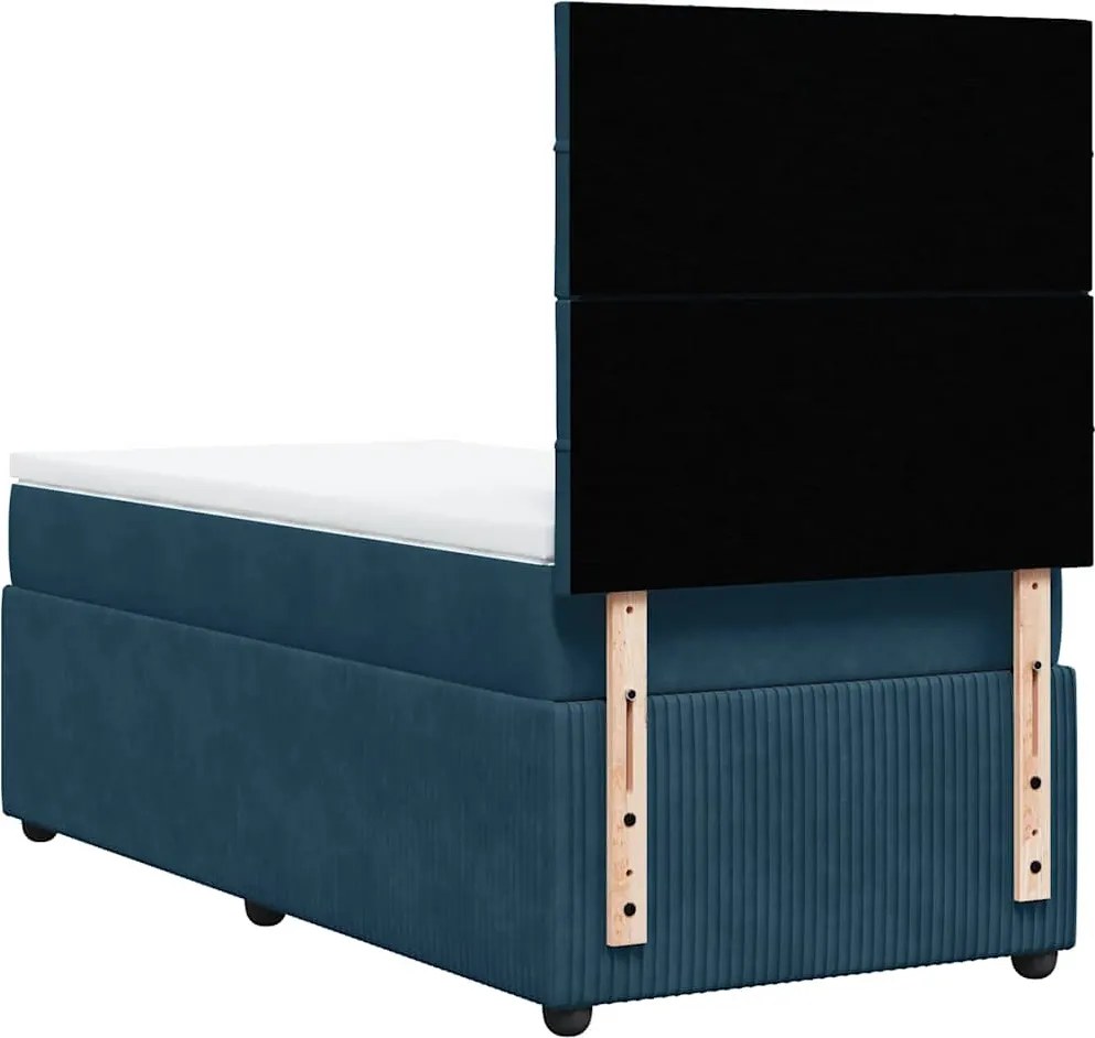 Box spring postel s matrací tmavě modrá 80 x 200 cm samet 3292194
