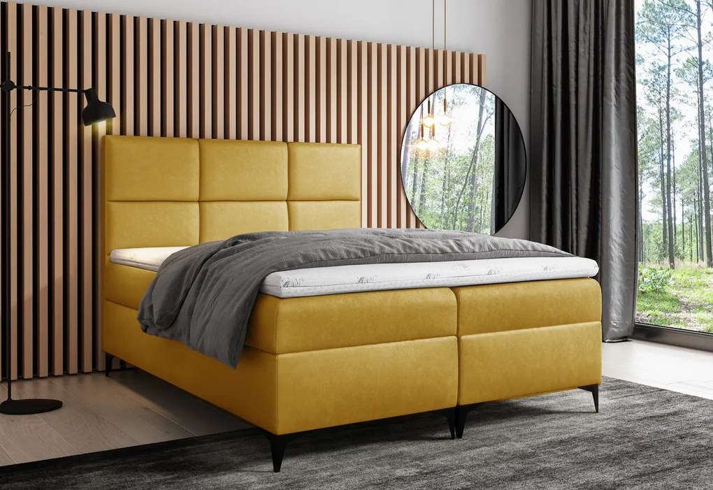 Expedo Čalouněná postel boxspring GRETA + topper, 140x200, fancy 48