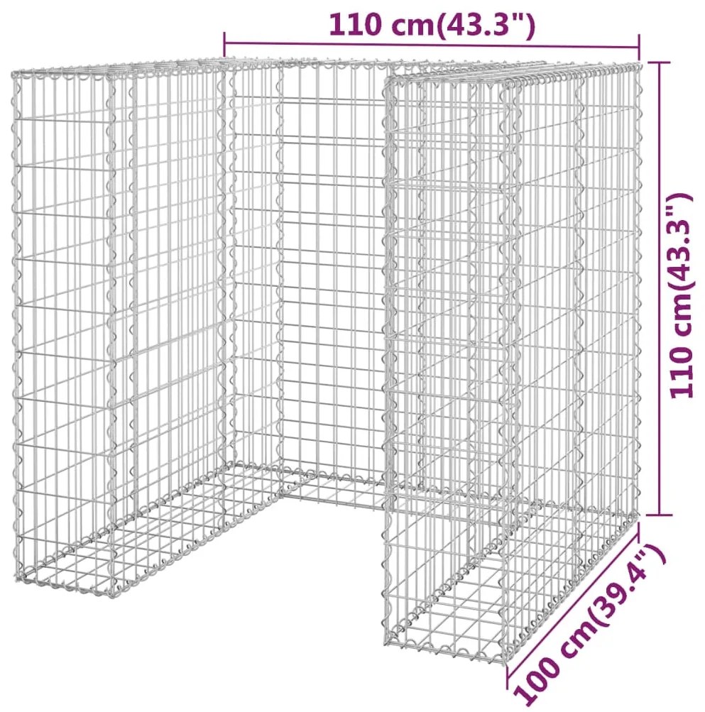 vidaXL Gabionová zástěna pro popelnici pozinkovaná ocel 110x100x110 cm