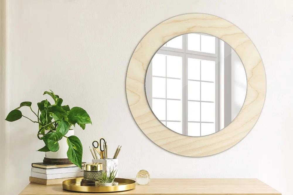 Kulaté zrcadlo tištěný rám Textura dřeva fi 50 cm