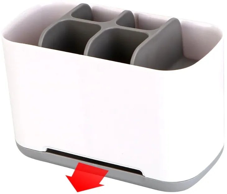 Robustní Koupelnový Organizér na Zubní Kartáčky, Matný Plast, 17.5x9x13 cm