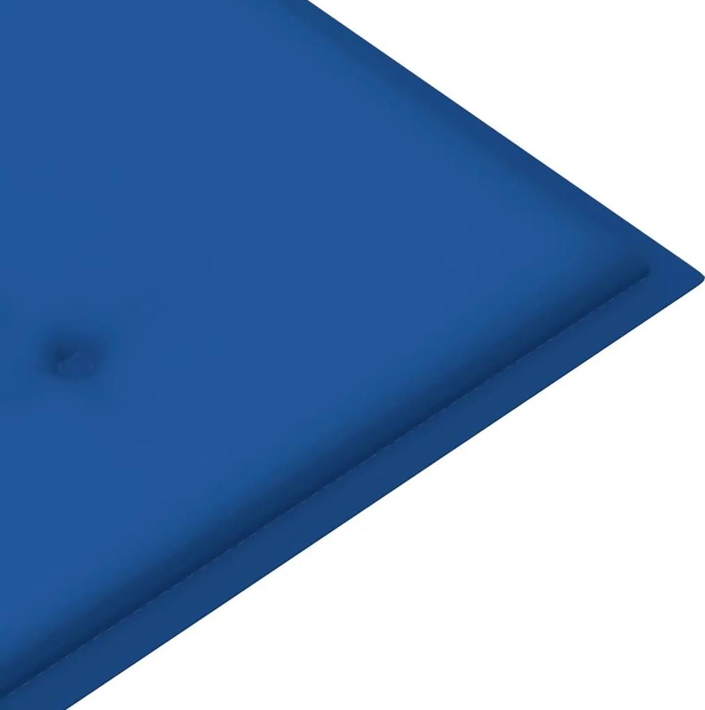 vidaXL Stohovatelná zahradní lavice s poduškou 159 cm masivní teak [3063316] Barva: Modrá