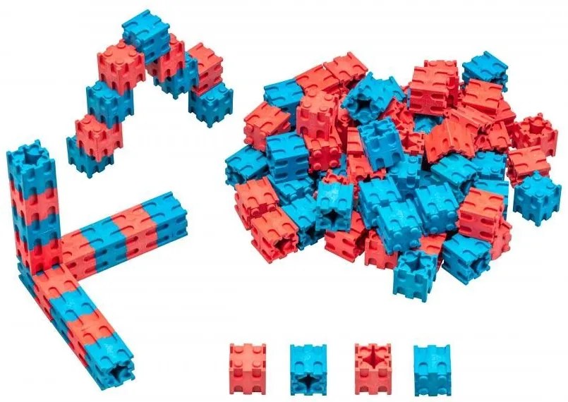 Vzdělávací sada rewood spojovací kostky červená/modrá 100