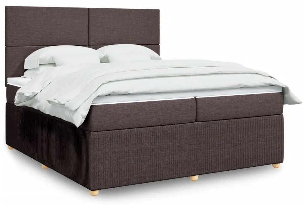 Box spring postel s matrací tmavě hnědá 200x200 cm textil