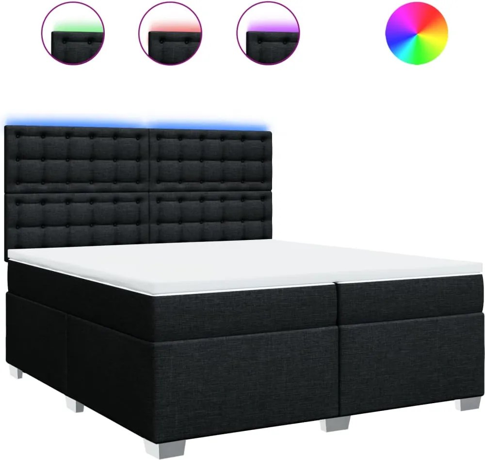 Box spring postel s matrací černá 200x200 cm textil 3292911