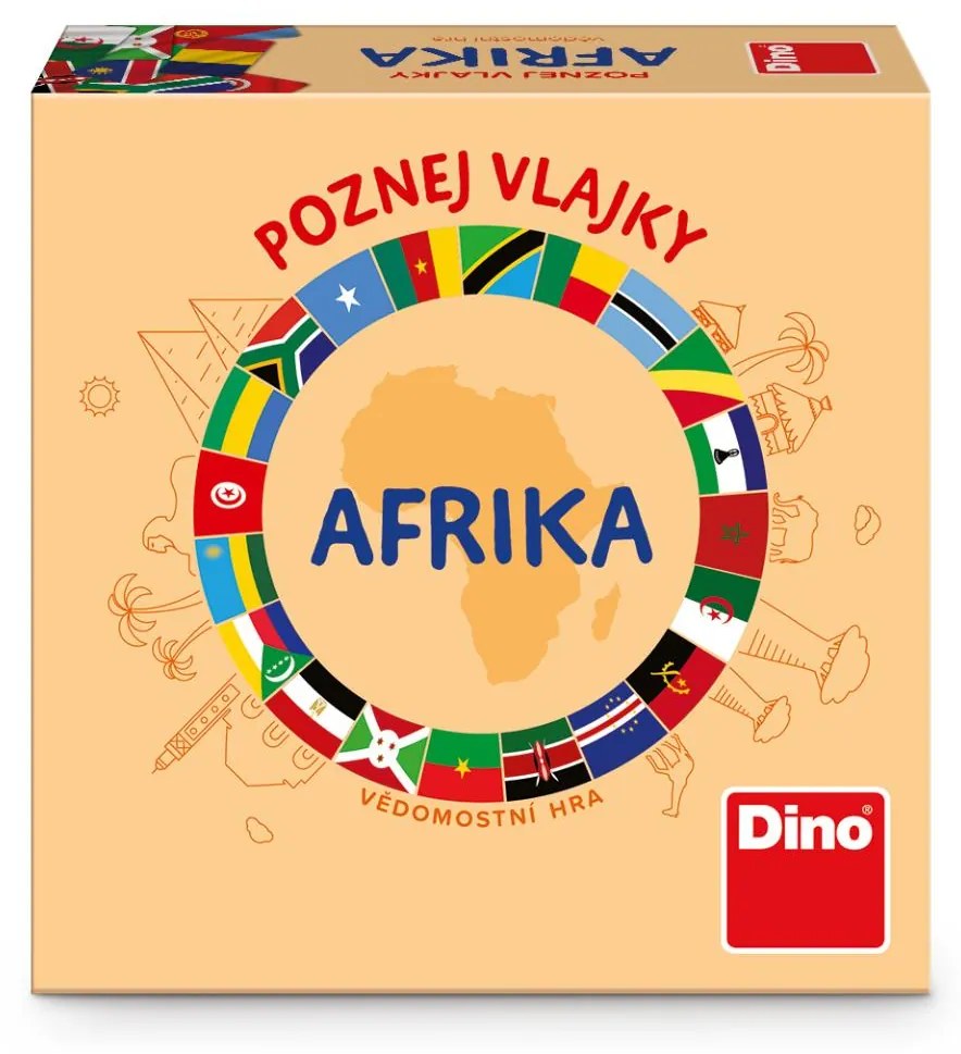 Dino Poznej vlajky Afrika cestovní společenská hra v krabici 13x13cm