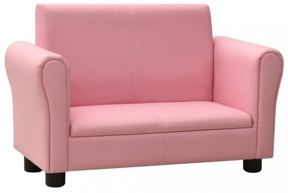 Dětská sedačka s podnožkou umělá kůže Dekorhome Světle růžová