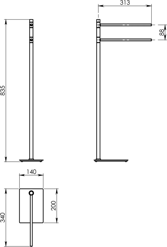 Gedy, TRILLY Stojan s držákem ručníků, hranatý, bílá matná, TR3122