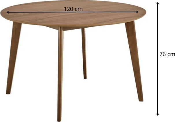 Kulatý jídelní stůl Roxby 120 cm ořech