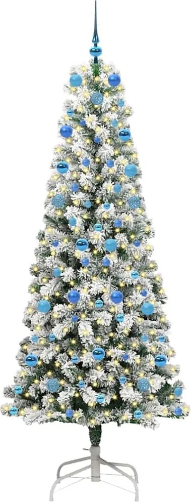 Umělý Skládací Vánoční Strom 300 LED Zelená a bílá 210 cm 3395611